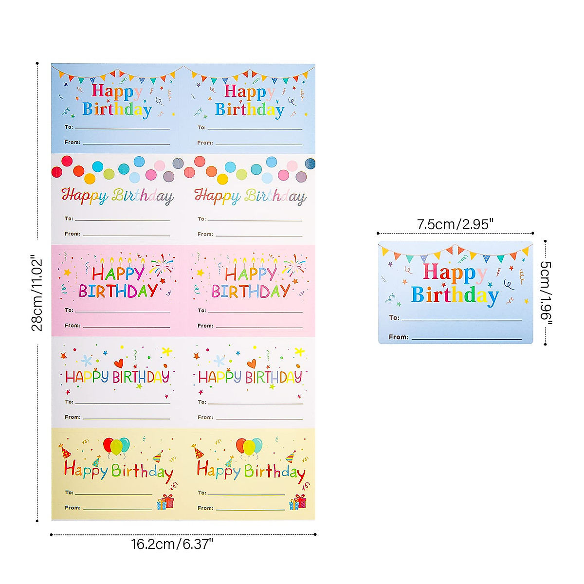 Happy Birthday Gift Stickers - 100 Labels for Celebrations