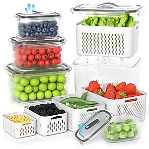 damynuo 5 Pack Fruit Storage Containers for Fridge - Clear Berry Containers with Colander, Airtight Fridge Organizer Bins with Vent Handle Lids for Refrigerator Organizers and Storage Keep Fresh