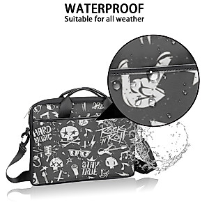 Music Skull Laptop Computer Bag Waterproof Shoulder Messenger Bag 13-15 inch Durable Laptop Tote Bag with Shoulder Strap Handle Lightweight Crossbody Briefcase