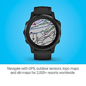 Garmin Fenix 6S Pro, Premium Multisport GPS Watch, Smaller-Sized, features Mapping, Music, Grade-Adjusted Pace Guidance and Pulse Ox Sensors, Black (Renewed)