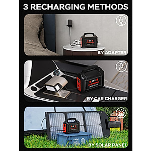 MARBERO Portable Power Station 300W Camping Solar Generators Lithium Battery 296Wh Power Supply with 110V AC Outlet, 2 DC Ports, 4 USB Ports, LED Flashlights for CPAP Home Camping Backup