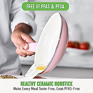 GreenLife Soft Grip Healthy Ceramic Nonstick 23 Piece Kitchen Cookware Pots and Frying Sauce Saute Pans Set with Kitchen Utensils, PFAS-Free, Dishwasher Safe, Pink