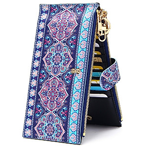 KUKOO Wallets for Women RFID Blocking Large Capacity Slim Bifold Multi Card Case Organizer with Zipper Pocket Gift Box
