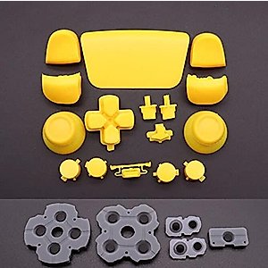 Replacement Silicone Rubber Conductive Pad & Full Set Joysticks Dpad R1 L1 R2 L2 Triggers Bumpers Direction Key ABXY Buttons for Sony PS5 Controller (Yellow)