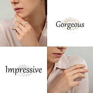 TOPGRILLZ Iced Out Baguette Oval Ring Cubic Zirconia Diamond 14K Gold Silver Band Pinky Eternity Ring for Men Women(Gold, 10)