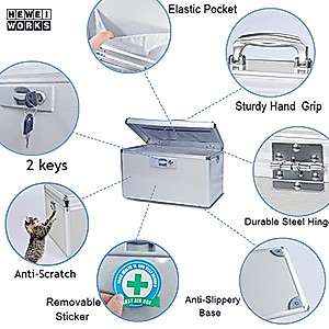 Hewei Durable Empty Medicine Box Storage Box Lock Box for Storage Collection Portable Lockable with Removable Sticker Tray Shoulder Strap (X-Large )