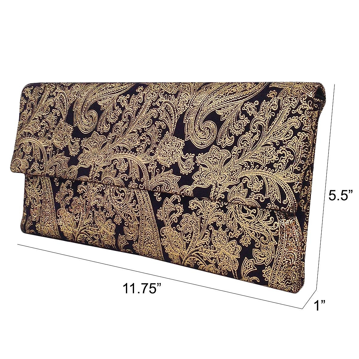 JNB Paisley Pattern Print Clutch, Gold