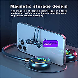 Wireless Bluetooth Halter Neck Headphones RGB Led Breathing Lamp Multi-Function Sports Earbuds in-Ear 5.3 Support Sd-Card, 3D Stereo Sound for Sports Gym