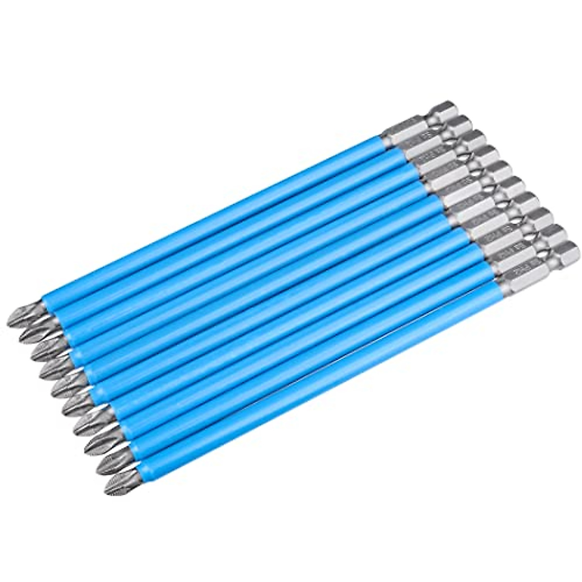 Yakamoz 10Pcs 6-Inch Long Phillips Screwdriver Bit Set Magnetic Ph2 Impact Driver Bits #2 Phillips Bits with 1/4" Hex Shank for Impact Drill