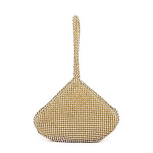Beilaidisi Womens Triangle Bling Glitter Evening Purse Crystal Gold Wristlet Clutches Party Wedding Handbag