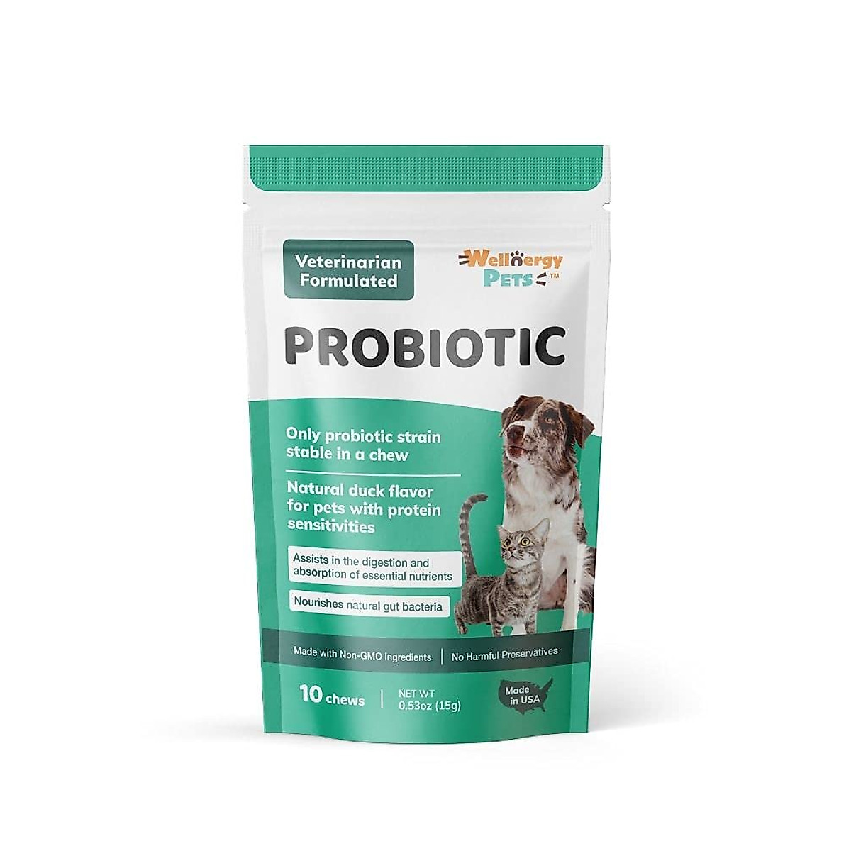 Wellnergy Daily Probiotic & Prebiotics Soft Chew for Dogs & Cats - Digestive Support for Diarrhea, Constipation, Upset Stomach, Indigestion & Gas - Helps Digestion, Allergy Skin & Immune Health 60ct