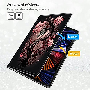 Case for iPad Pro 11 inch 4th/3rd/2nd Generation (2022/2021/2020) Slim PU Leather Multi-Angle Smart Folio Stand Cover with Auto Wake Sleep, Cherry Blossom Dragon
