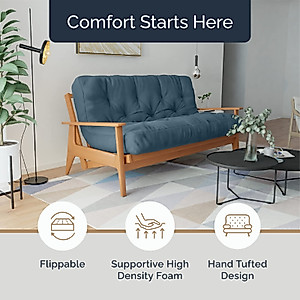 Loosh Home | 8" Full Size Futon Sofa Bed Memory Foam Mattress - USA Made, Mineral Blue, No Frame