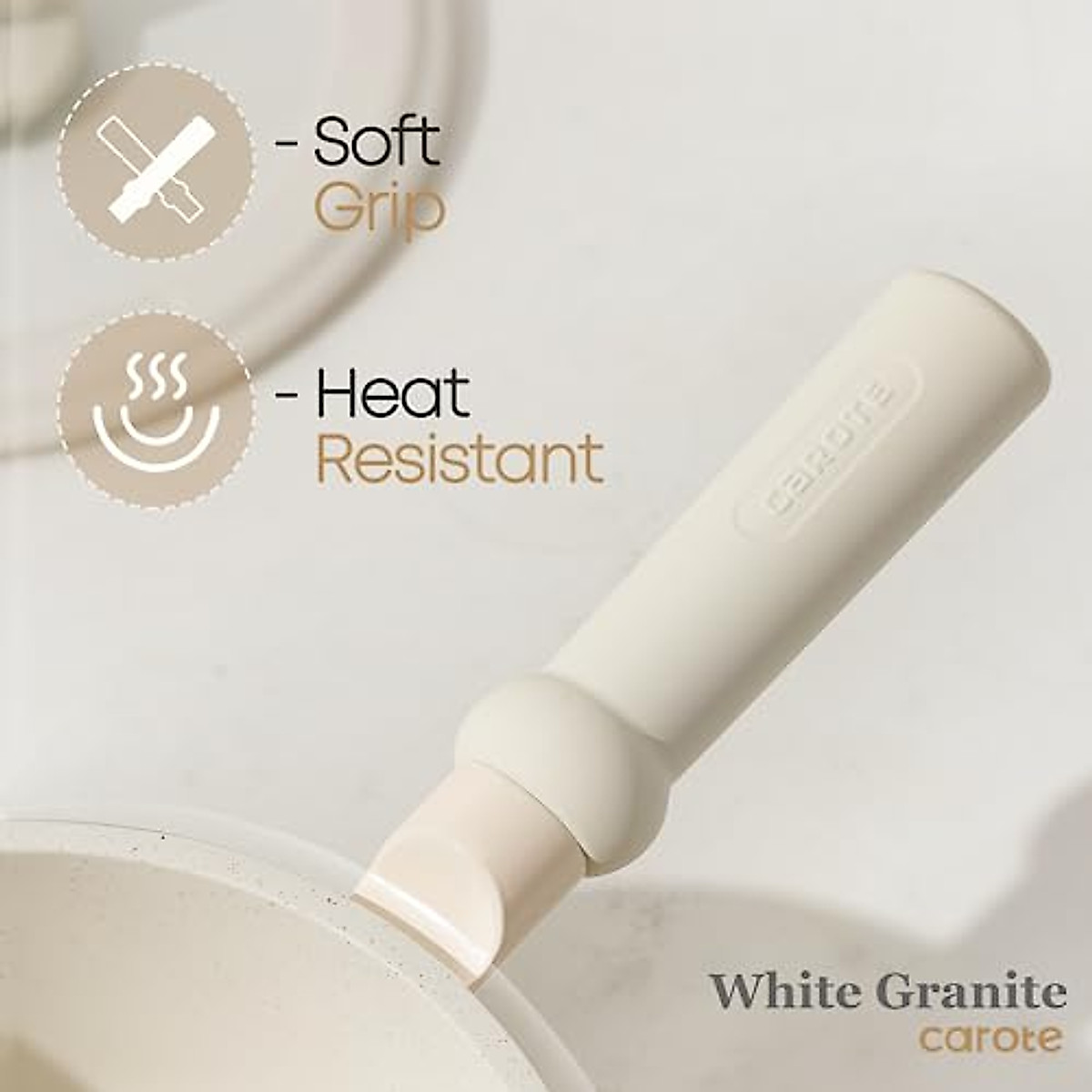 CAROTE Pots and Pans Set Nonstick Cookware Sets 10 Pcs Induction Cooking Set Dishwasher Safe Cookware w/Frying Pans & Saucepans PFOS PFOA Free(Cream Granite)