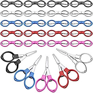25 Pcs Folding Scissors Mini Travel Scissors Stainless Steel Portable Scissors Glasses Shaped Anti Rust Sewing Cutter Shear for Travel School Office, 5 Colors
