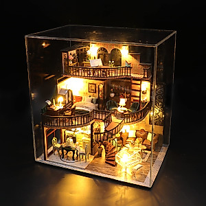 Flever Dollhouse Miniature DIY House Kit Creative Room with Furniture for Romantic Artwork Gift (Dream Building Pavilion)