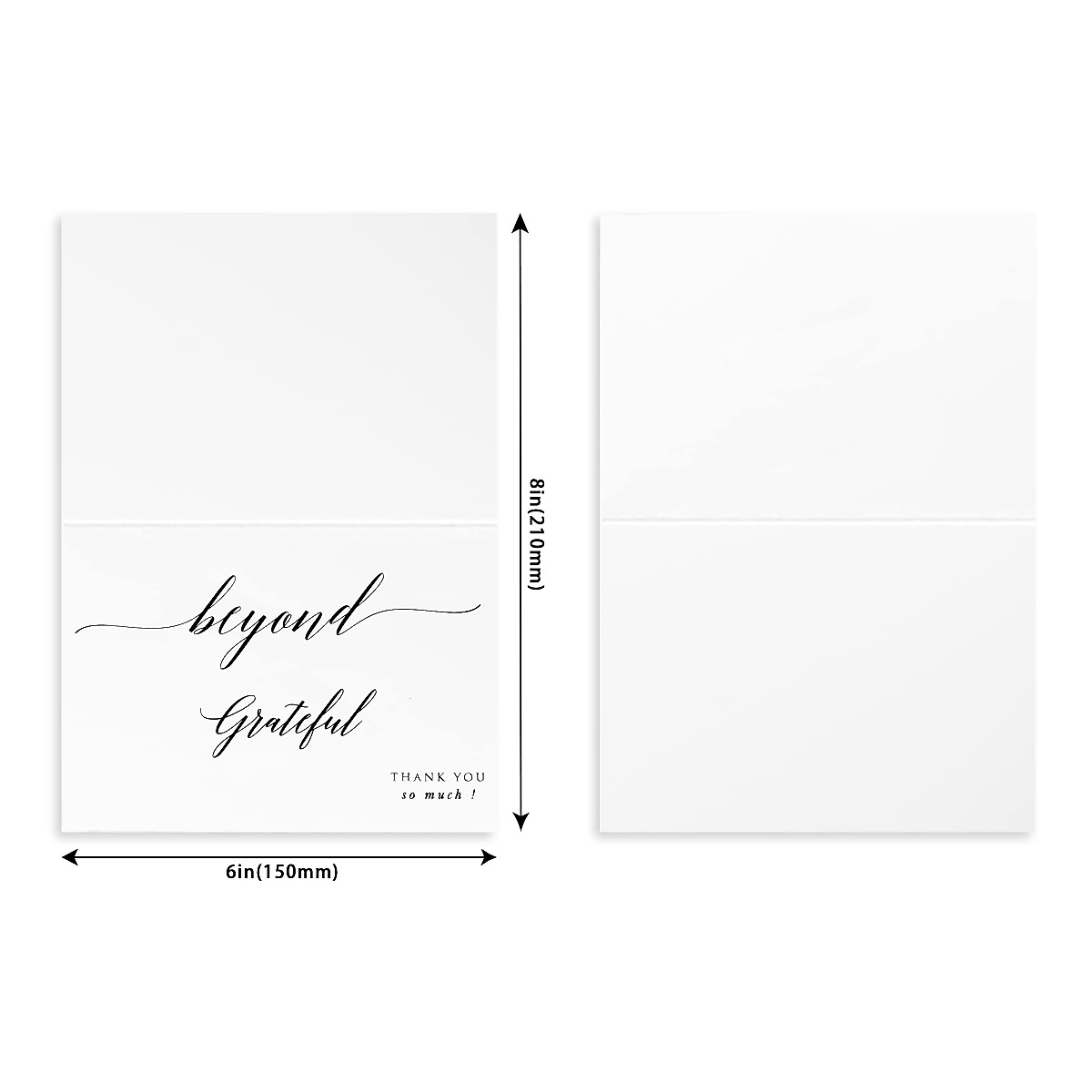 Udoula Beyond Grateful Thank You Cards with Envelopes, Pack of 30, 4x6 Folded, Elegant Fold Over Greetings, Perfect for Wedding, Bridal Shower, Baby Shower, Birthday to say thanks! (Black)