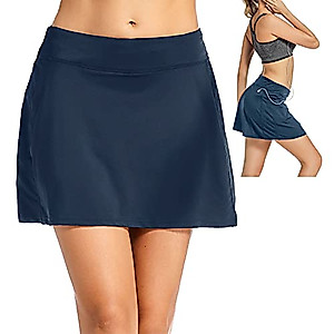 Hubunucc Women's Athletic Skorts Tennis Lightweight Active Skirts with Shorts Pockets Running Golf Workout Sports,178,Navy,2XL
