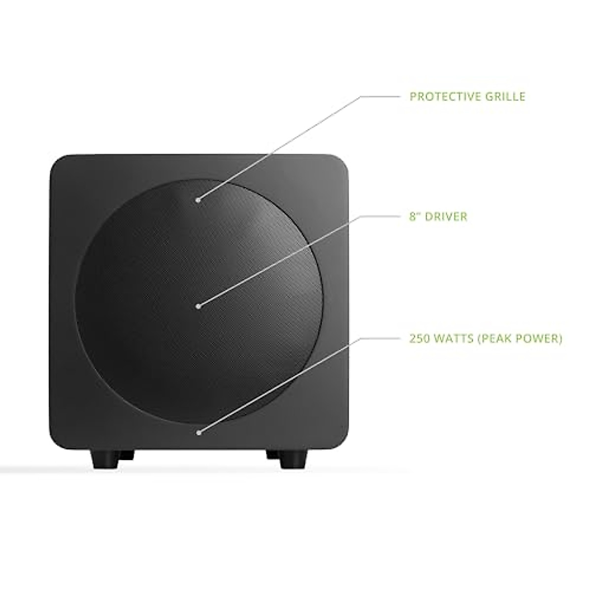 Kanto sub8 Powered Subwoofer – 8” Paper Cone Driver — Powerful Bass Extension – Matte Black