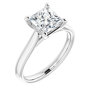 Moissanite Ring 10K Solid White Gold Handmade Engagement Ring 1.5 CT Princess Cut Moissanite Diamond Solitaire Wedding/Bridal Rings for Women/Her Propose Ring By Rivaan Jewel (8.5)