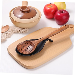 Angoily 12 Pcs Spoon Mat Black Spoon Rest Hot Pads Spoon Holder Rest Cooking Spoon Chopstick Rests Tea Spoons Buffet Spoon Rest Silicone Hot Pad Pot Silicone Spoon Tableware