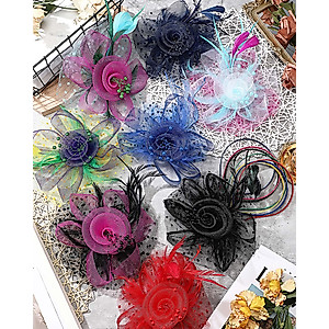 8 Pieces Fascinators Hats Tea Party Hats for Women Girls Flower Feathers Mesh Hat for Cocktail Party Church Wedding Christmas (Stylish Color)
