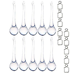 H&D 10pcs 5.9inch Large Crystal Raindrop Chandelier Prisms Hanging Drops Pendants DIY Parts (Clear)
