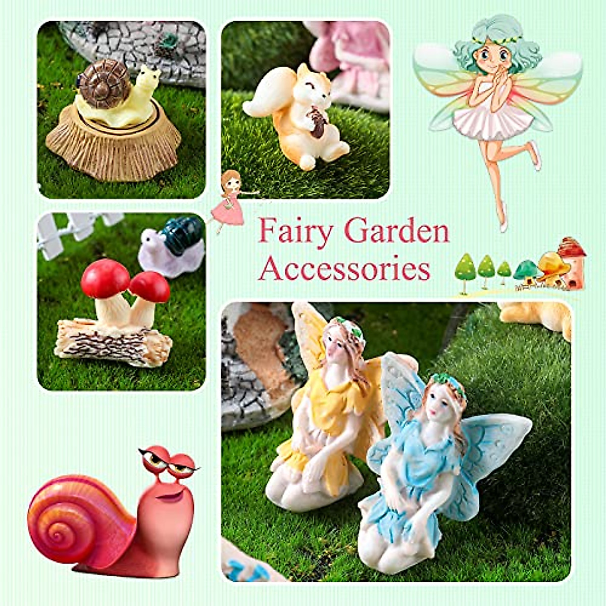 31 Pieces Fairy Garden Accessories Fairy Garden Miniatures Fairy House Supplies Girl Fly Wing Dollhouse Decor for Home Garden Lawn Decoration