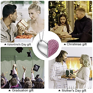 RAOYI 64GB Heart Shape USB 2.0 Flash Drive Crystal Memory Stick Thumb Drive Pen Drive Jump Drive Jewelry Pendant Necklace with Key Chain-Pink