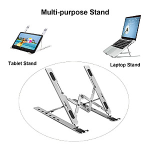 Lasitu Foldable&Adjustable Stand for Laptop Portable Monitor Tablet (10-17 inches) Creative Aluminum Alloy Laptop Stand for Desk Riser Notebook Holder Stand,Silver