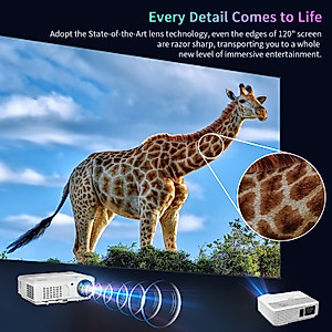 1080P WiFi Projector Android Full HD Movie Projector Home Cinema with Bluetooth HDMI 7500Lumen USB RCA LCD Smart TV Projector Wireless iOS Mirroring Phone Projectors Outdoor Indoor Gaming