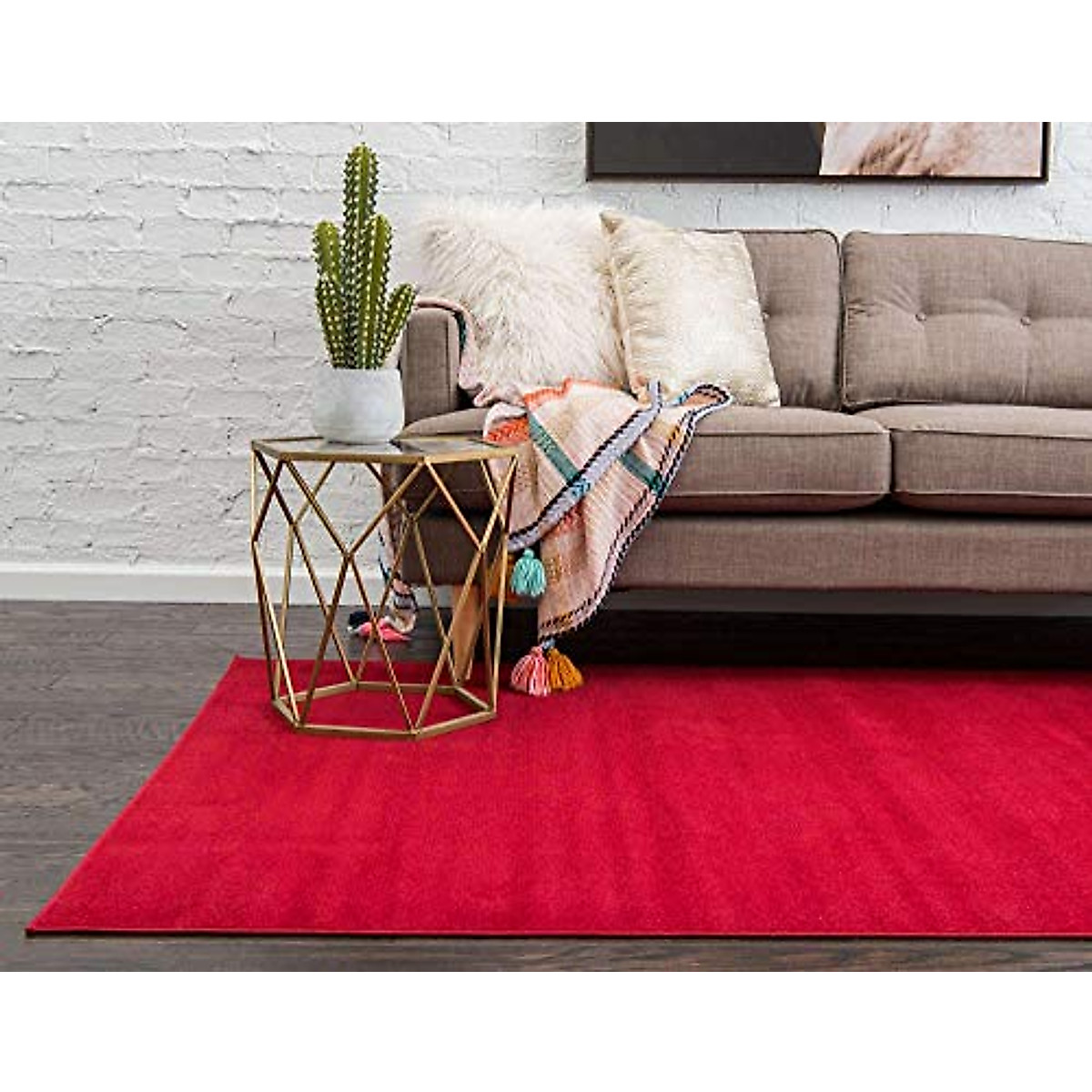 Unique Loom Williamsburg Collection Casual Transitional Solid Vibrant Area Rug, 5 x 8 ft, Red