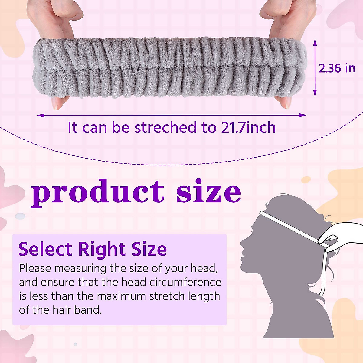 YGQQOY Spa Headband, Makeup Headband for Washing Face, Skincare Headbands for Girls Women, Soft Facial Makeup Head Band