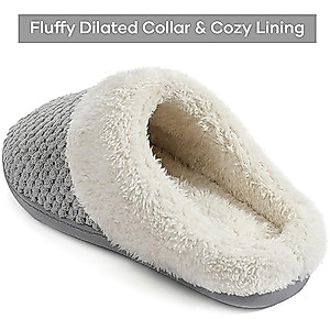 ULTRAIDEAS Women's Lamb-hug Comfy Fleece House Slippers Memory Foam, Slip-on House Shoes Indoor Outdoor (Grey, Size 7-8)