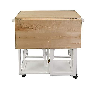 Casual Home Breakfast Cart with Drop-Leaf Table, White