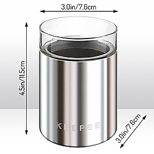 KEEPEE Whiskey Glasses Set of 2 - Vacuum Insulated Tumbler with Removable Glass Insert - Insulated Cocktail Glass - Old Fashioned Lowball Glass for Margaritas, Bourbon, Wine, 10oz (Stainless Steel)