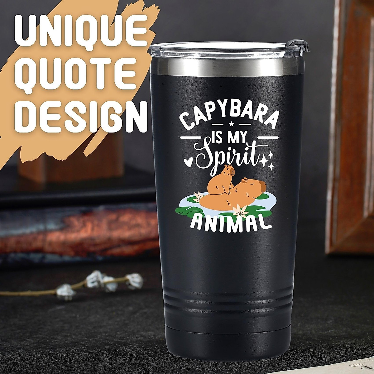 Capybara Is My Spirit Animal - Onebttle Stainless Steel Tumbler 20OZ Black - Gifts for Girls, Women, Capybara Lovers