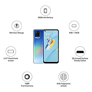 OPPO A54 CPH2239 Dual SIM 64GB ROM + 4GB RAM Factory Unlocked 4G/LTE Smartphone (Starry Blue) - International Version