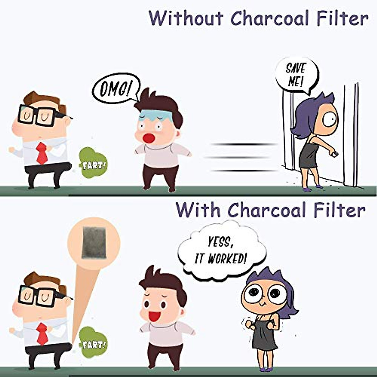 Green Piece Activated Charcoal Original Gas Guard Filter and Deodorizer - Deluxe Combination – Pack of 10 – Fart Neutralizer Pads - 5’’x3’’(2), 3’’x3’’(4), 2’’x3’’(6)