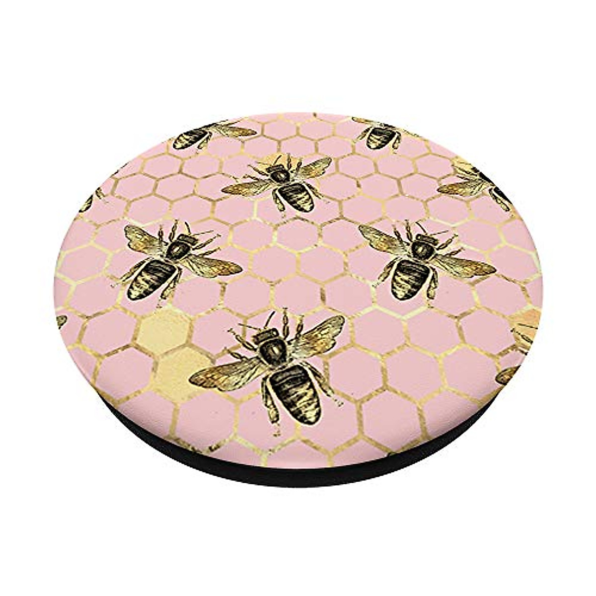 Light Pink and Yellow Hexagonal Geometric Honeycomb Bee PopSockets PopGrip: Swappable Grip for Phones & Tablets
