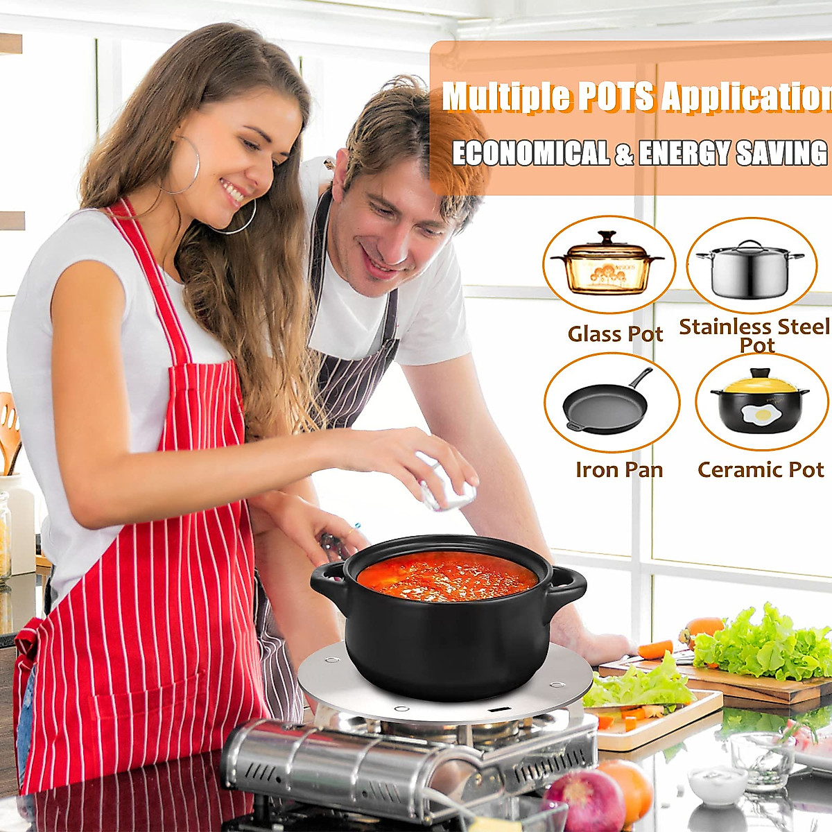 Heat Diffuser Plate for Gas Stove, Gocoffun Stainless Steel Induction Adapter Plate with Removal Handle, for Cookware Simmer Ring Induction Hob Plate Heat Diffuser(11inch)