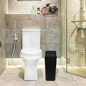 Yuright 2 Pack 14 L Slim Plastic Kitchen Garbage Can, Black Swing Top Trash Can, F