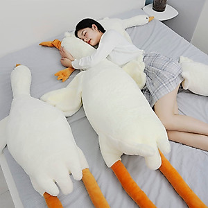 IEVEY 35'' Great Goose Stuffed Animal,Big Huge Goose Plush Pillow Toy,Super Soft Duck Plush Toy,Cute Giant White Swan Plushie Hugging Pillow for Girls Boys