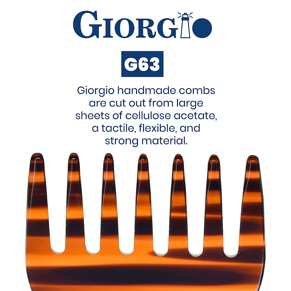 Giorgio G63 Wide Tooth Comb Detangling Comb, Pocket Comb and Travel Comb Wide Tooth Combs for Women for Thick Hair, Hair Detangler Comb For Wet and Dry Everyday Care. Handmade, Saw-Cut, and Polished