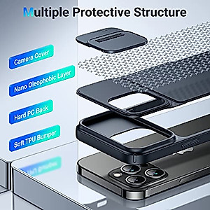 Simtect Compatible with iPhone 14 Pro with Camera Cover [12FT Drop Protection] Snug Touch Slim Protective Hard Back and Shockproof Bumper Case for iPhone 14 Pro Phone Case 6.1"-Black