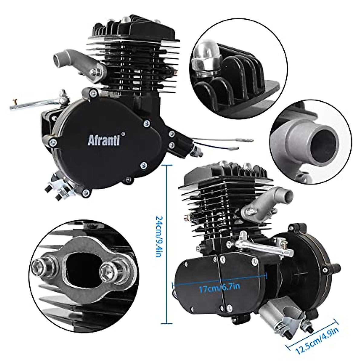 Afranti Bicycle Motor Kit 80cc, Motorized Bicycle Engine Kit 2 Stroke Petrol Gas Motor Engine Kit Fits Most 26" or 28" Bikes with V-Frame