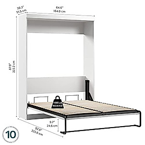 Bestar Pur Queen Murphy Bed, 65-inch Space-Saving Wall Bed for Guest Room or Home Office