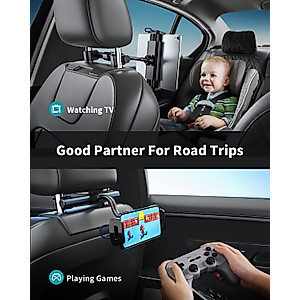 APPS2Car Tablet Holder for Car Headrest, iPad Holder for Car Back Seat, Adjustable Gooseneck Arm & 360° Rotation Fit for iPad Pro Air Mini/Samsung Tabs/Kindles or Other 4.7-12.9” Devices