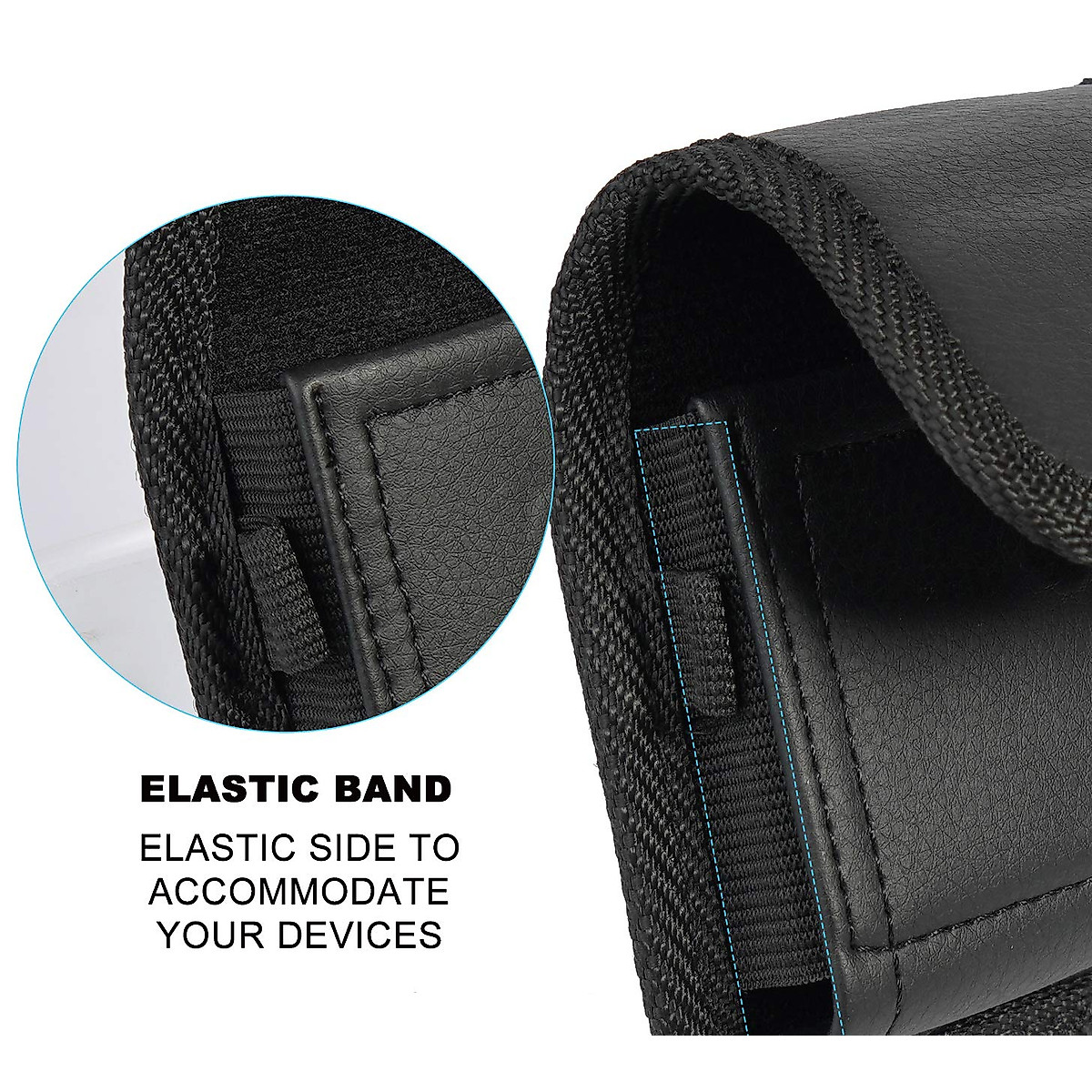 Case for Galaxy Z Flip Phone, Nakedcellphone Black Vegan Leather Vertical Pouch [with Belt Loop, Metal Clip, Magnetic Closure] for Samsung Z Flip 5, Z Flip4, Z Flip3 (2023/2022/2021/2020)