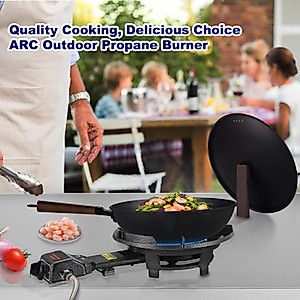 ARC Outdoor Propane Burner Stove, 13" Single Propane Burner and Carbon Steel Wok, Portable Propane Burner With Adjustable Regulator And Stainless Steel Hose, Great For Outdoor Wok Burner